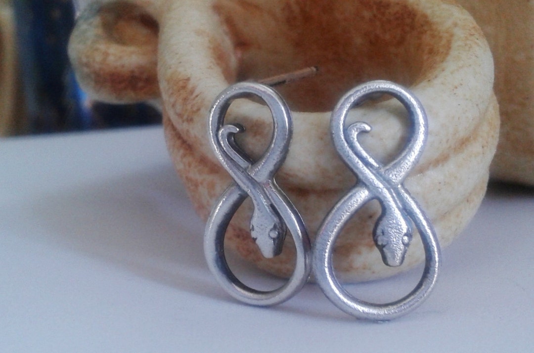 Sterling Silver Snake Earring Snake Silver Stud Infinity - Etsy