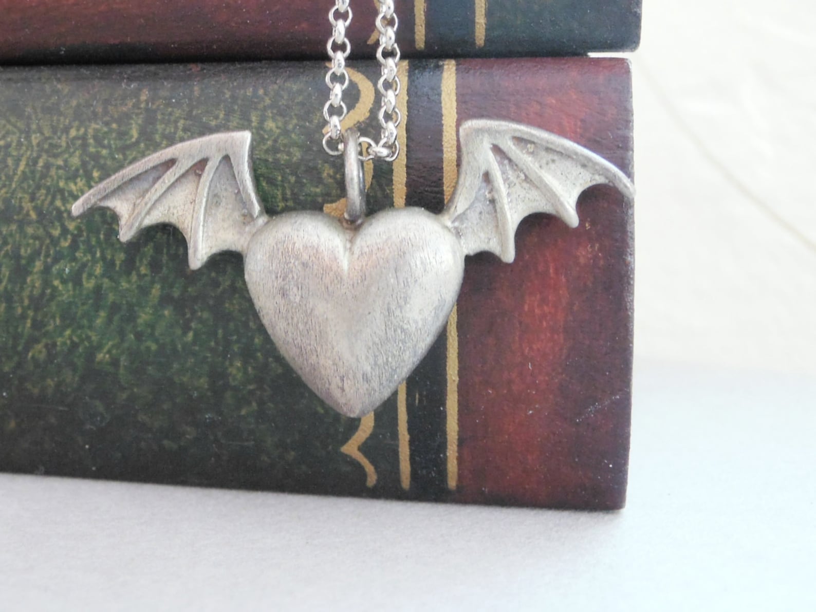 Angel Devil Heart Necklace Heart With Bat Wings Heart With - Etsy