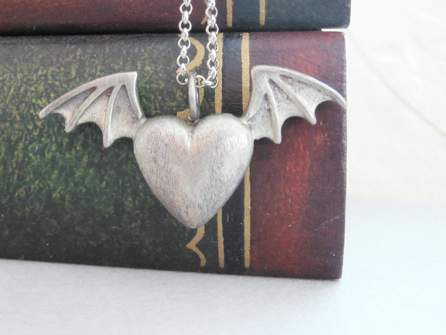 Angel Devil Heart Necklace Heart With Bat Wings Heart With | Etsy