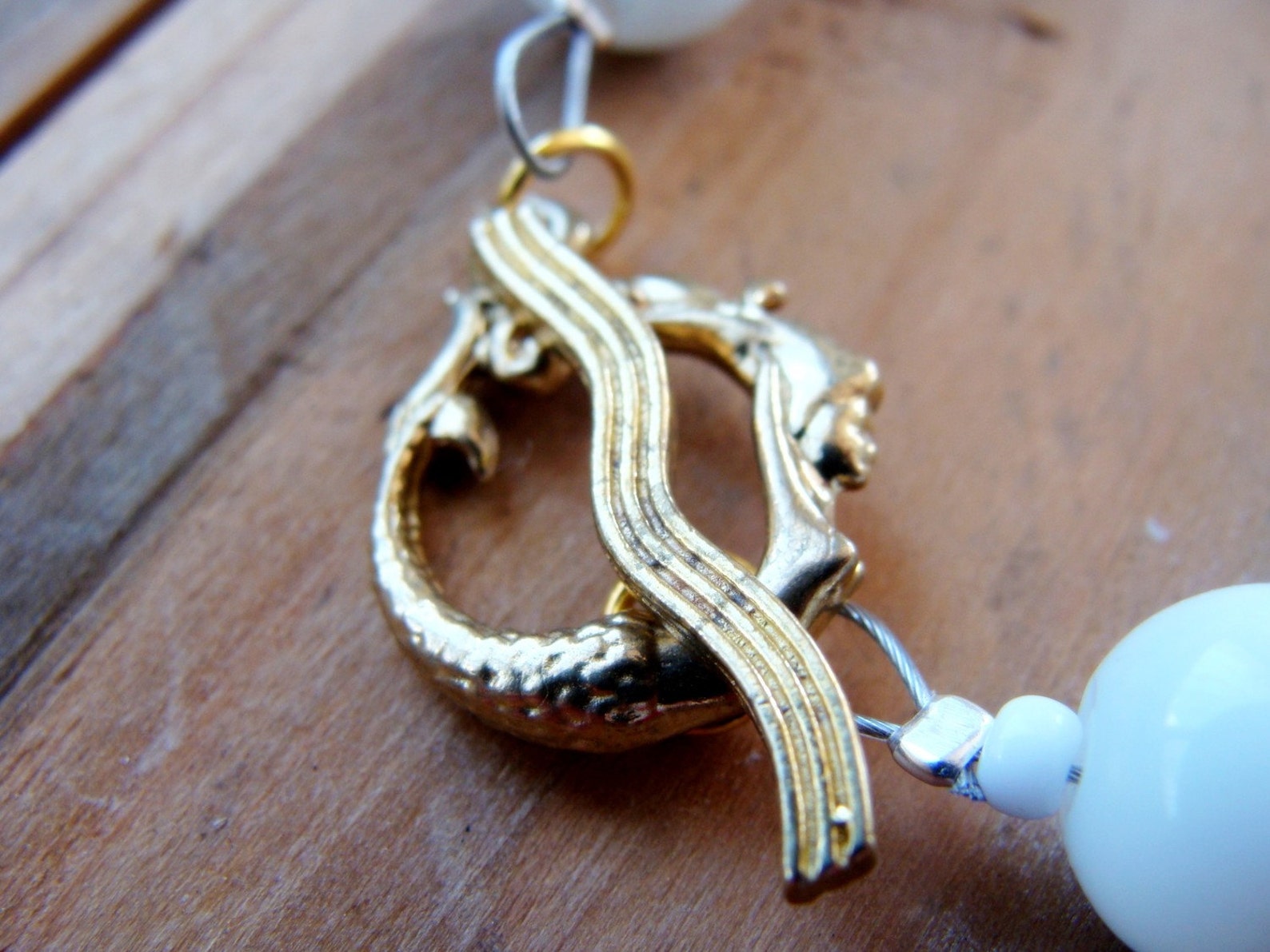 Mermaid Pearls Necklace Metalwork Necklace Brass and White | Etsy