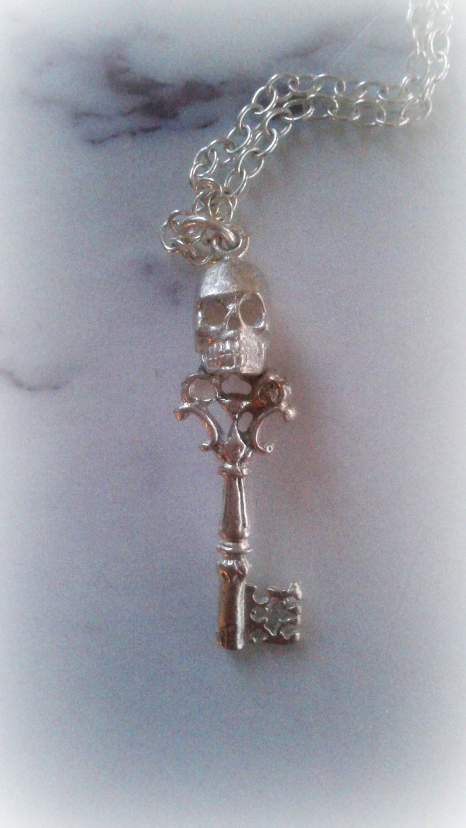 Sterling Silver Skeleton Key Necklace Skeleton Skull Key 925 - Etsy