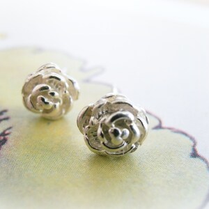 Rose Studs Sterling Silver - Rose Bud Studs - Rose Flower Ear Stud ...
