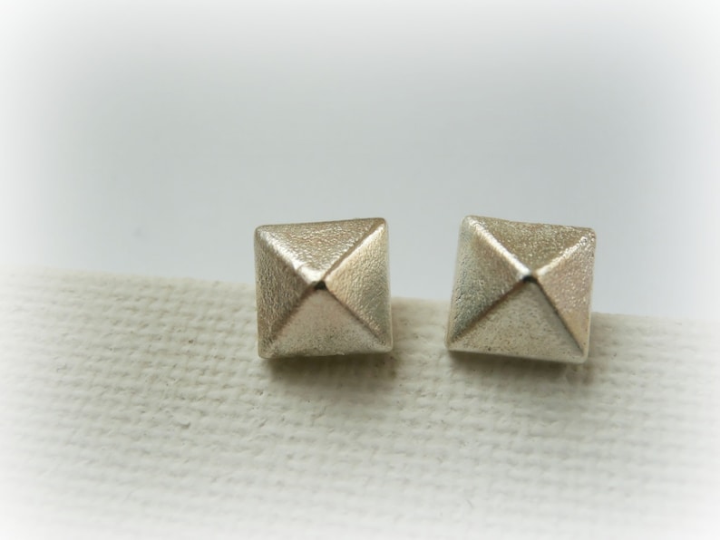 Pyramid Stud Earrings Sterling Silver Small Silver Stud - Etsy