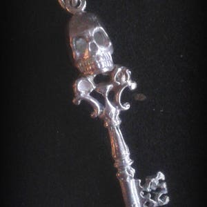 Sterling Silver Skeleton Key Necklace, Skeleton Skull Key 925 Solid ...