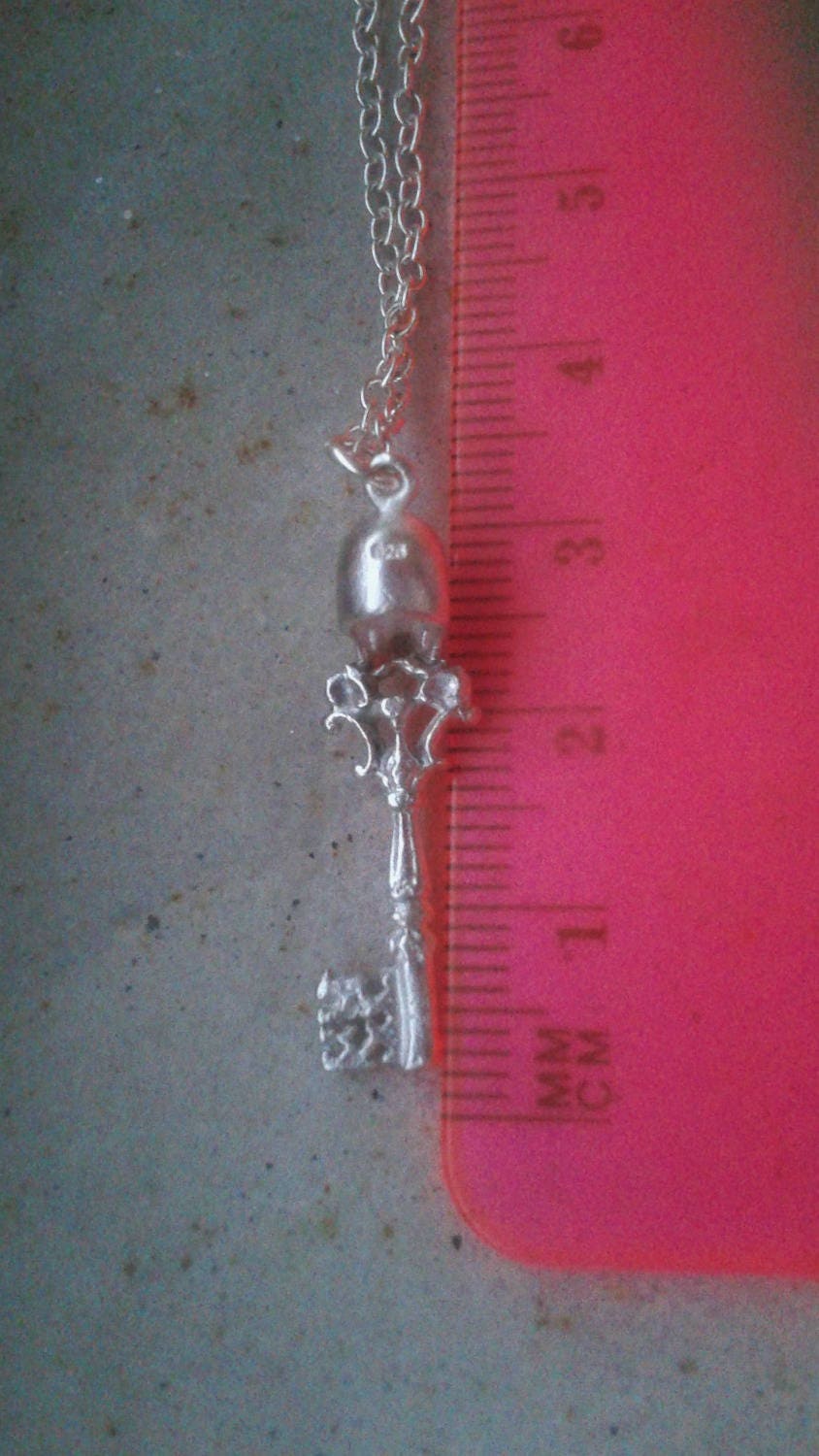 Sterling Silver Skeleton Key Necklace Skeleton Skull Key 925 | Etsy