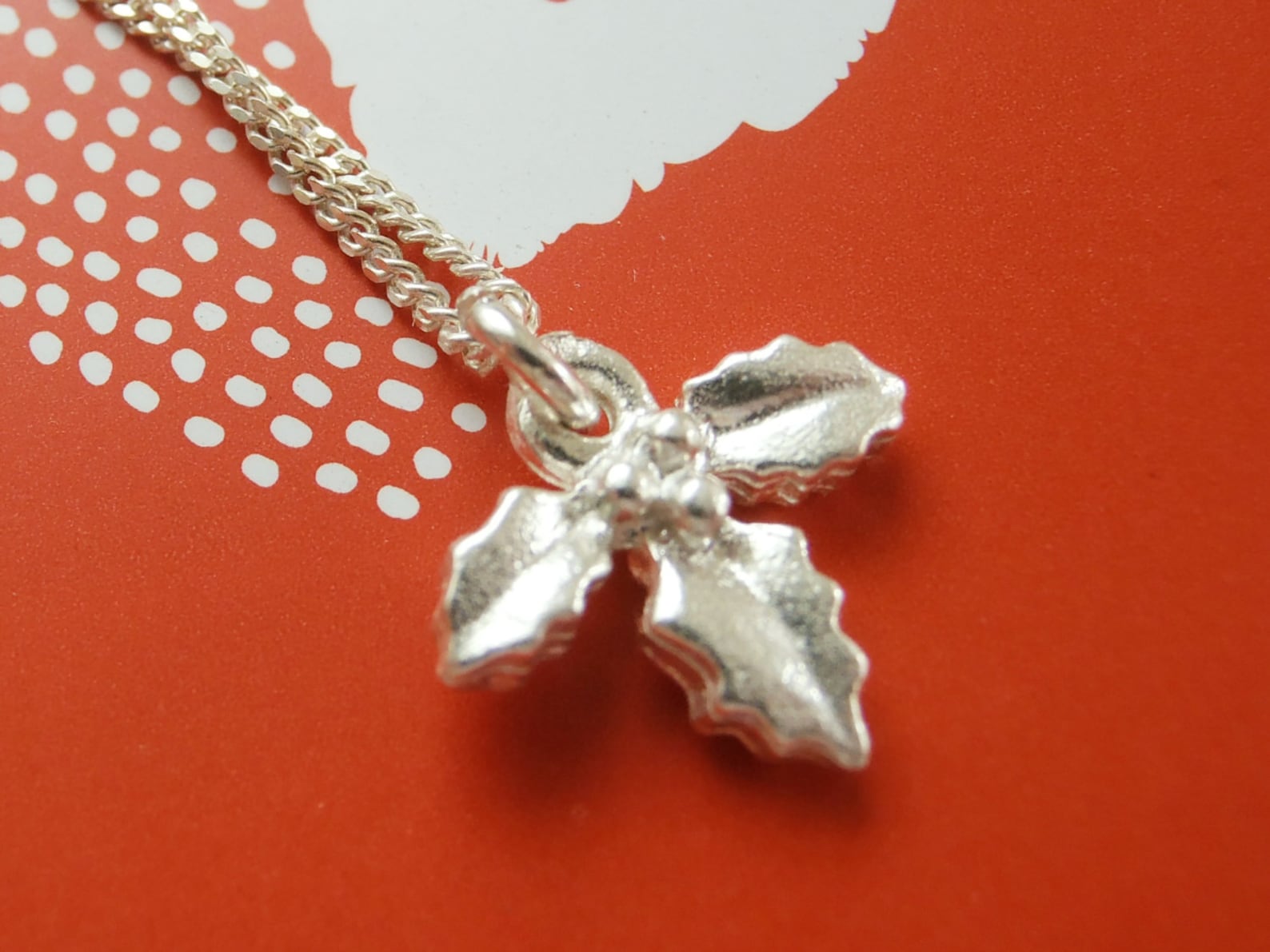 Tiny Mistletoe Necklace Sterling Silver Holly Sterling | Etsy