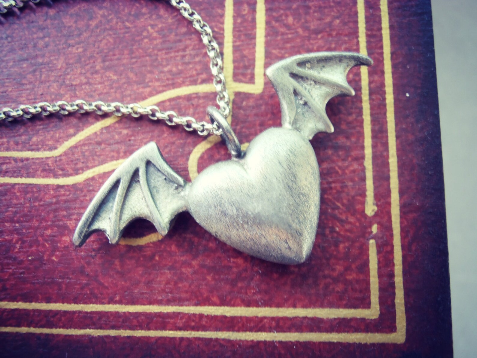 Angel Devil Heart Necklace Heart With Bat Wings Heart With - Etsy