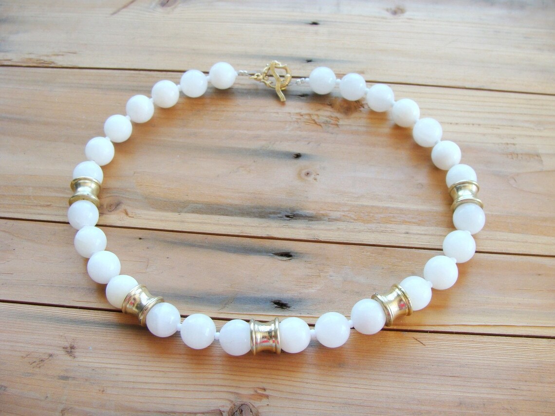 Mermaid Pearls Necklace Metalwork Necklace Brass and White | Etsy