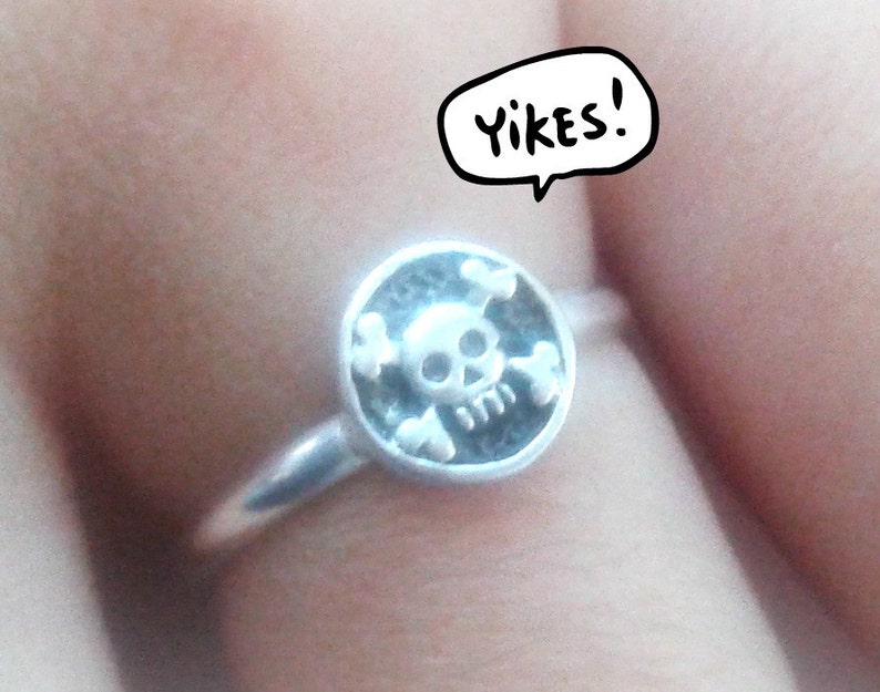 Pirate Skull Ring Sterling Silver Skiny Skull and Bones Ring - Etsy