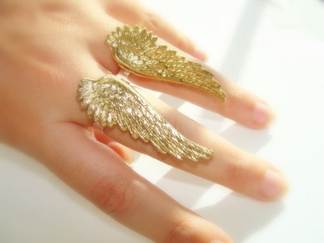 Angel Wing Ring - Angel Wing Ring Brass and Silver - Adjustable Angel ...