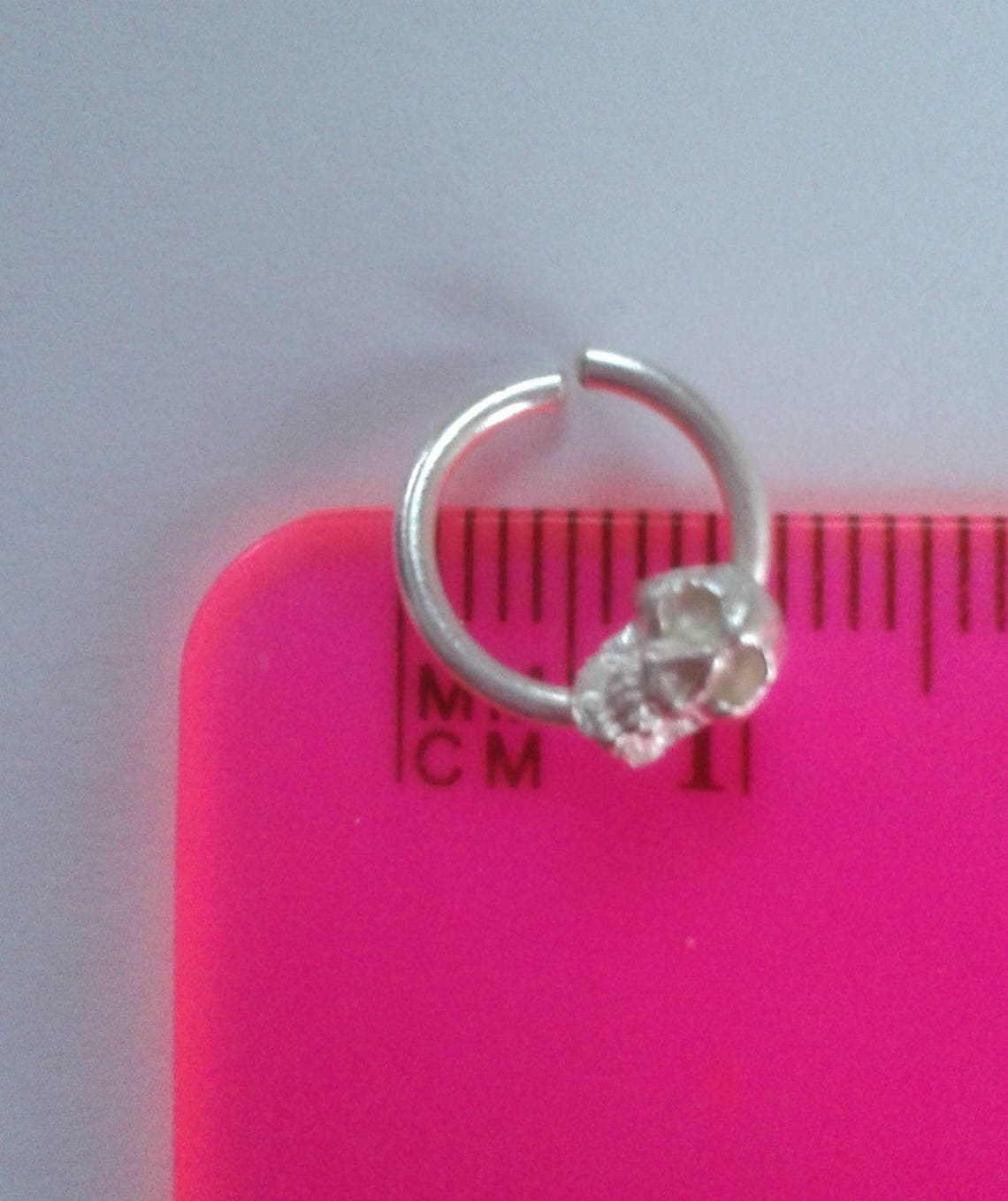 Septum Skull Ring, Septum Skull Hoop, Skull Nose Ring, Sterling Silver ...