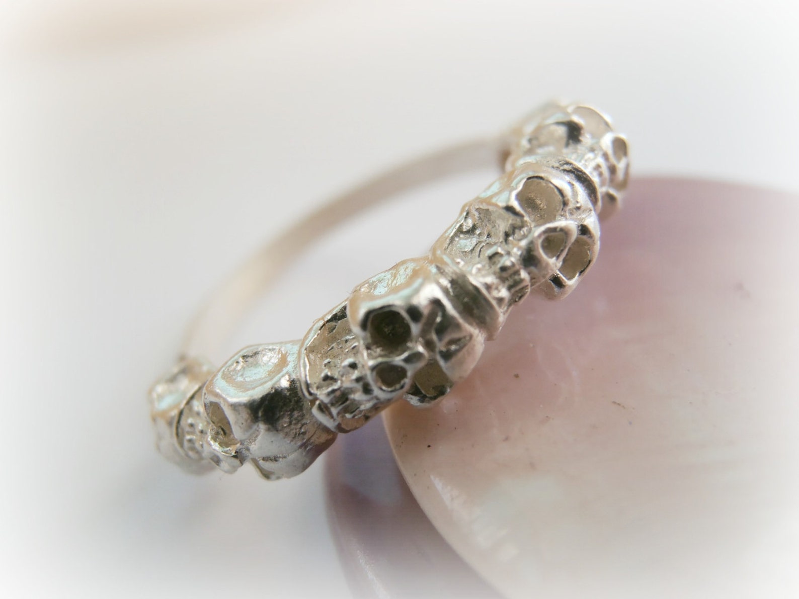 Tiny Skulls Ring Sterling Silver Skull Stacking Ring - Etsy