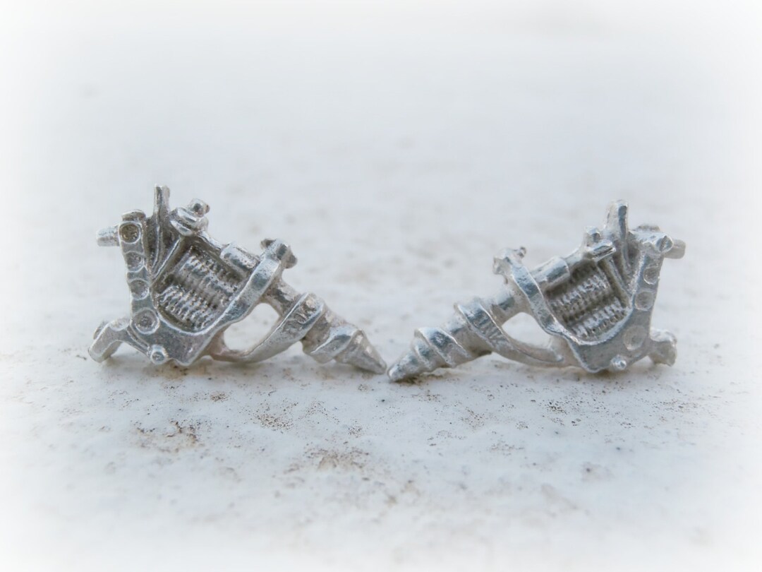 Tattoo Machine Earrings Sterling Silver - Tattoo Gun Jewelry - Unisex ...