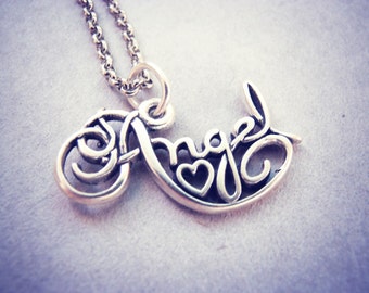 Angel Word Necklace - Etsy