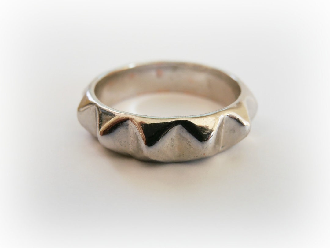 Spike Silver Ring - Punk Ring - Pyramid Ring - Spike Stack Ring ...