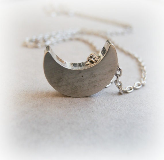 Tiny Crescent Moon Sterling Silver Necklace Sterling silver | Etsy