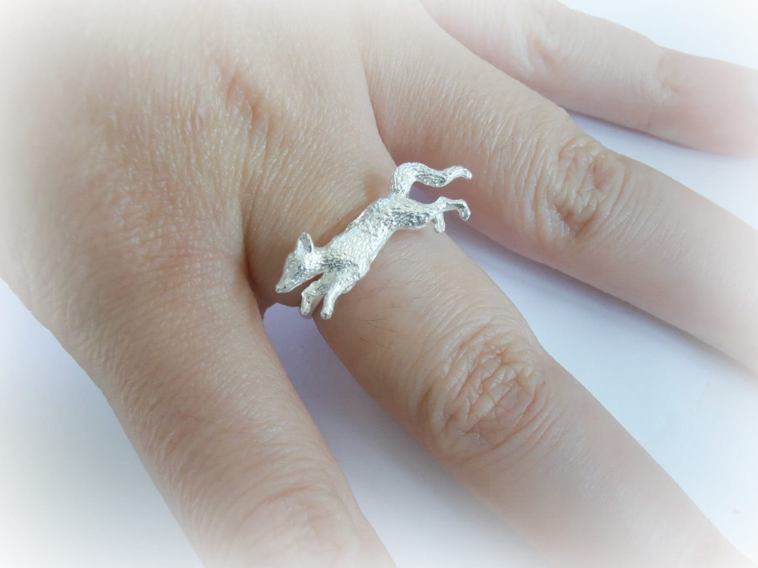 Fox Ring Sterling Silver Adjustable Silver Fox Ring Fox | Etsy