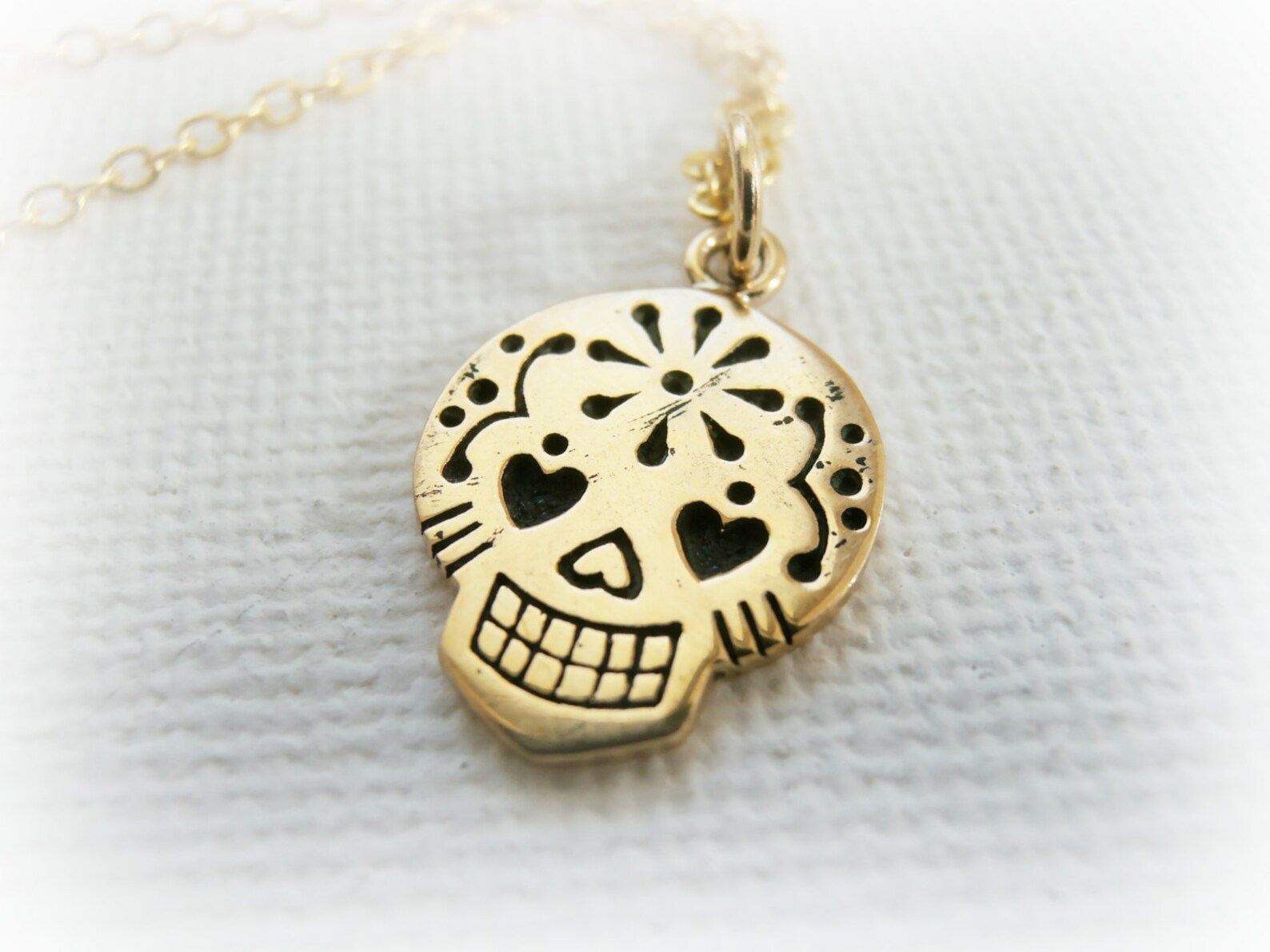 Gold Sugarskull Necklace Sugar Skull Gold Pendant Dia De | Etsy