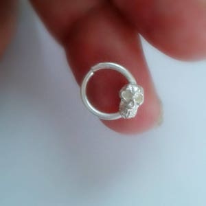 Septum Skull Ring, Septum Skull Hoop, Skull Nose Ring, Sterling Silver ...