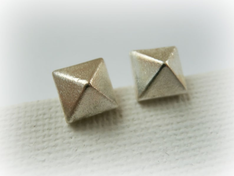 Pyramid Stud Earrings Sterling Silver Small Silver Stud - Etsy