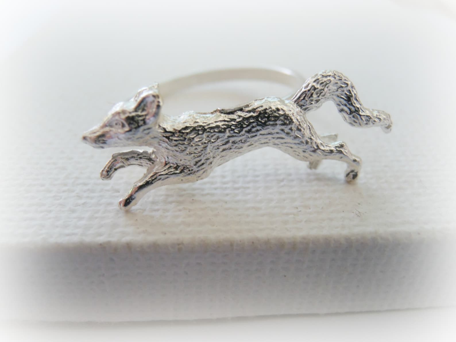 Fox Ring Sterling Silver Adjustable Silver Fox Ring Fox - Etsy