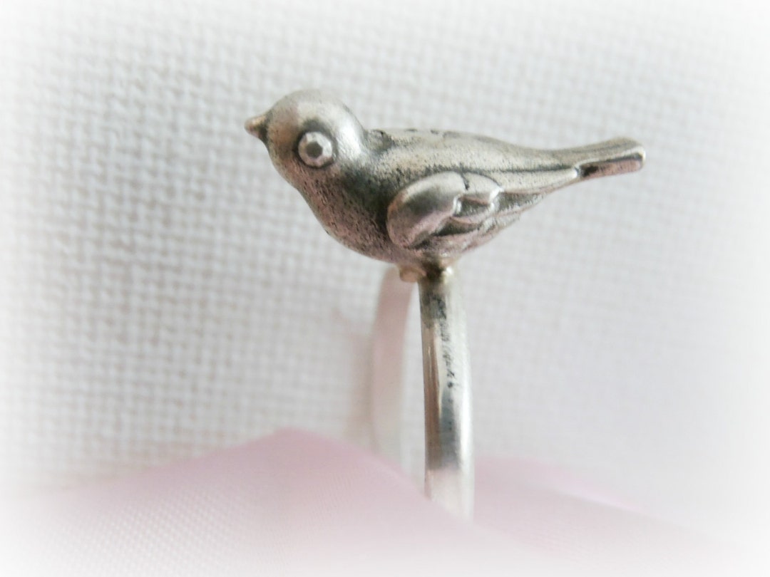 Bird Ring in Sterling Silver Tiny Bird Sterling Silver Ring Bird Stack Ring Sterling Silver Bird ...