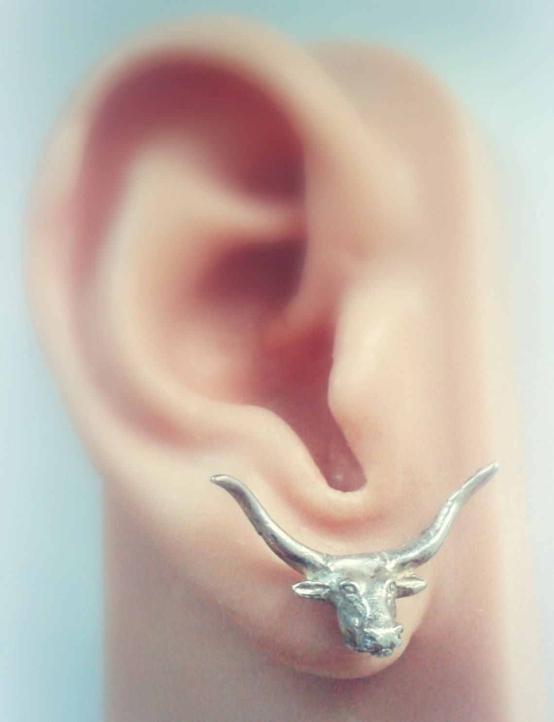 Cowboy Bull Silver Earrings Bull Head Jewelry Texas | Etsy