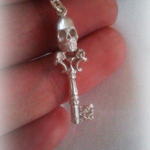 Sterling Silver Skeleton Key Necklace, Skeleton Skull Key 925 Solid ...