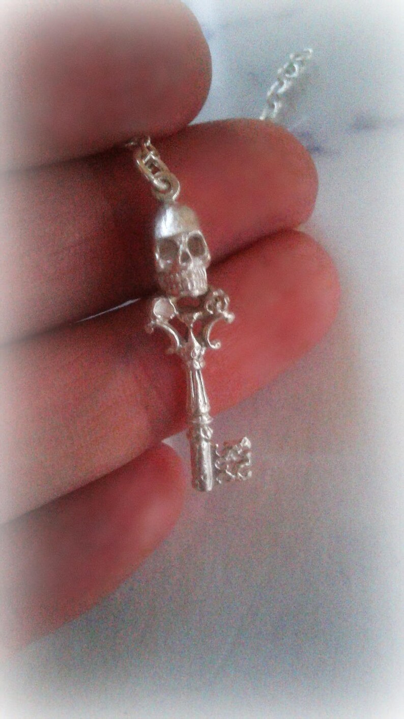 Sterling Silver Skeleton Key Necklace Skeleton Skull Key 925 | Etsy