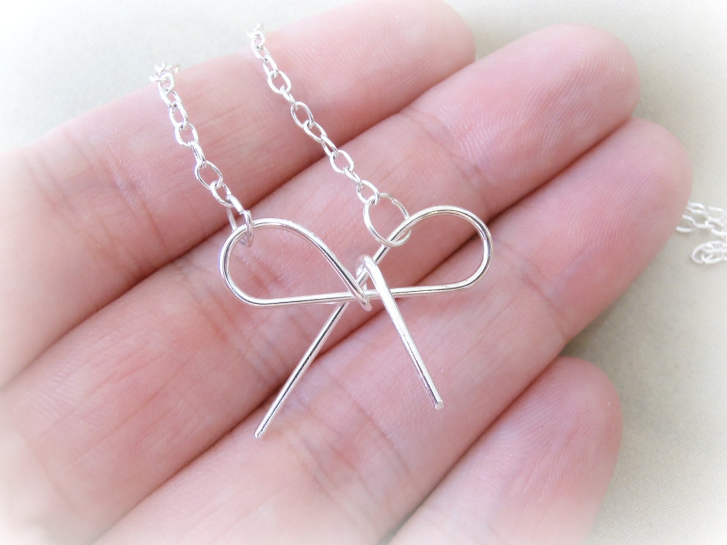 BOW Necklace in sterling silver Sterling Silver Bow Necklace | Etsy