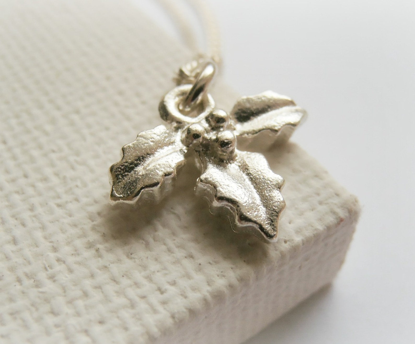 Tiny Mistletoe Necklace Sterling Silver Holly Sterling | Etsy