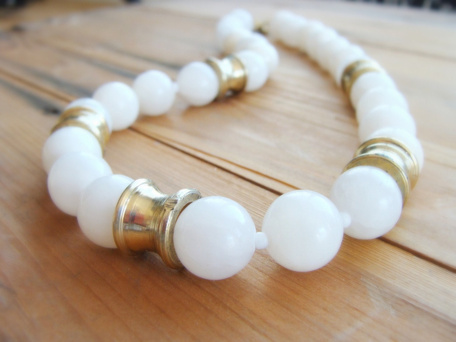 Mermaid Pearls Necklace Metalwork Necklace Brass and White | Etsy