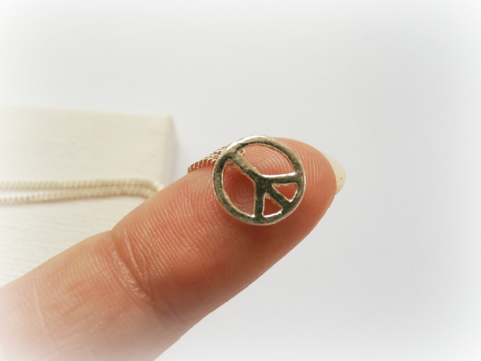 Little Peace Symbol Sterling Silver Necklace Tiny Peace - Etsy