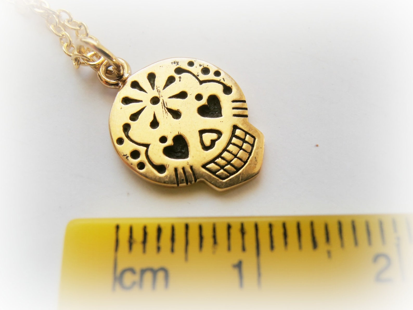 Gold Sugarskull Necklace Sugar Skull Gold Pendant Dia De | Etsy