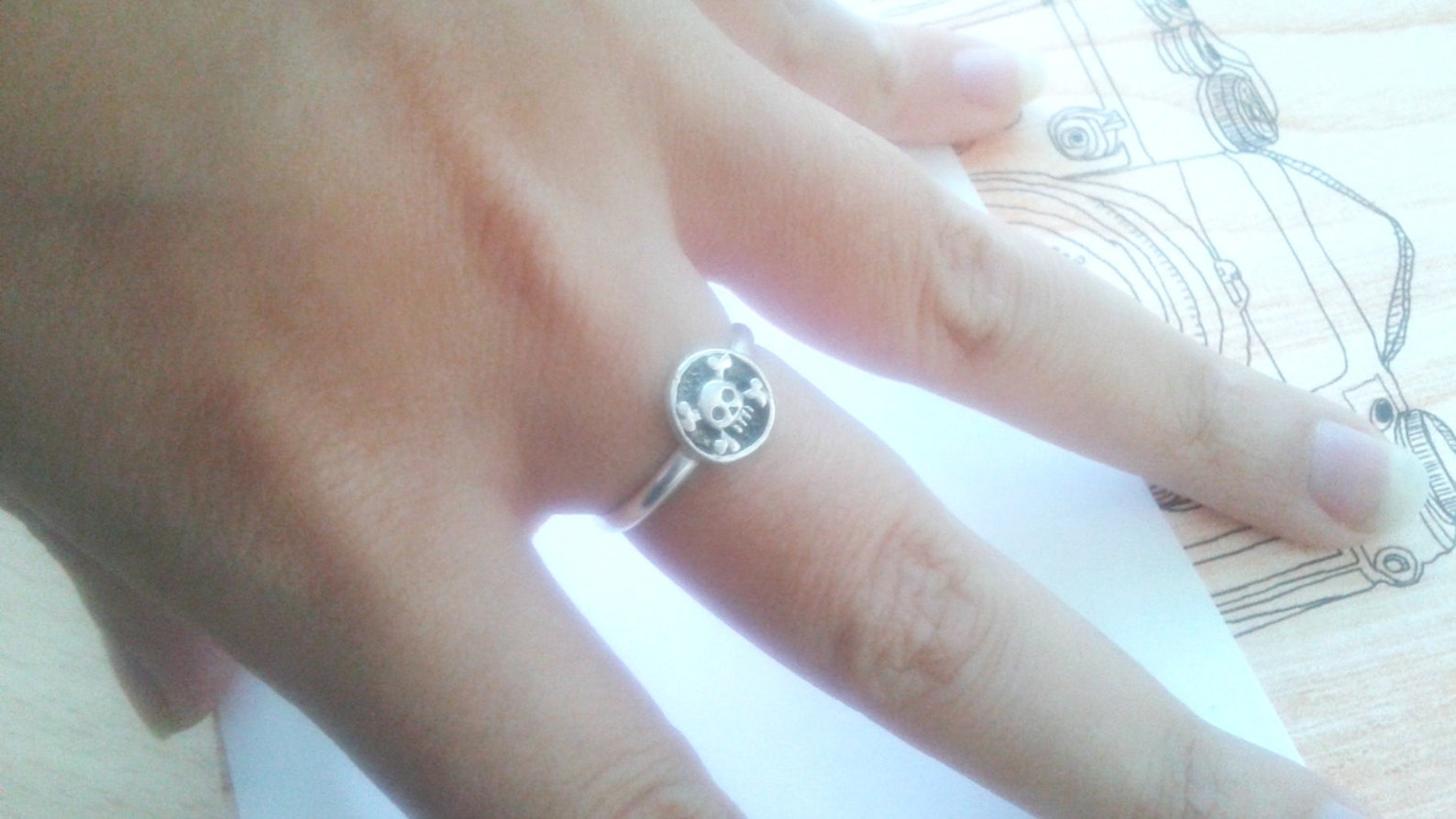 Pirate Skull Ring Sterling Silver Skiny Skull and Bones Ring - Etsy