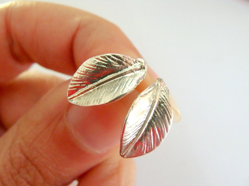 Silver Leaf Earrings Nature Jewelry Sterling Silver Leaf Ear | Etsy