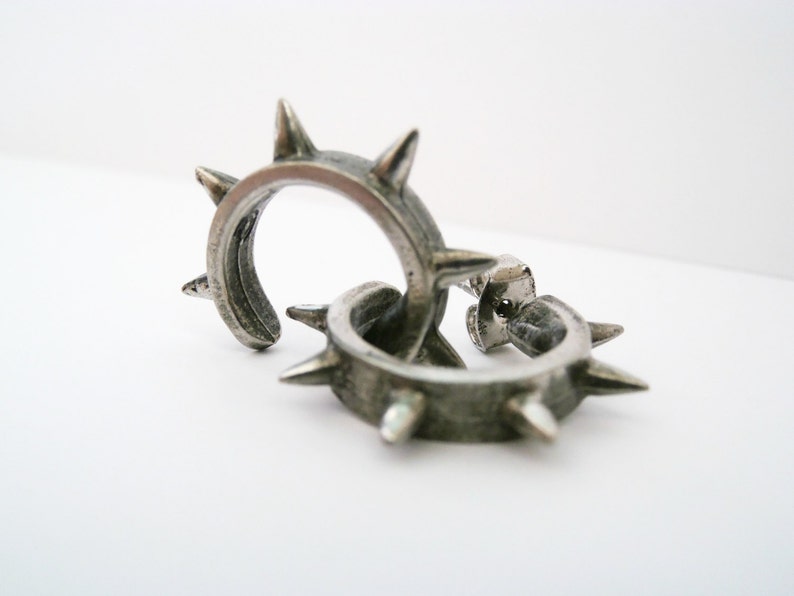 Spiked Hoop Sterling Silver Unisex Sterling Silver Spiked | Etsy