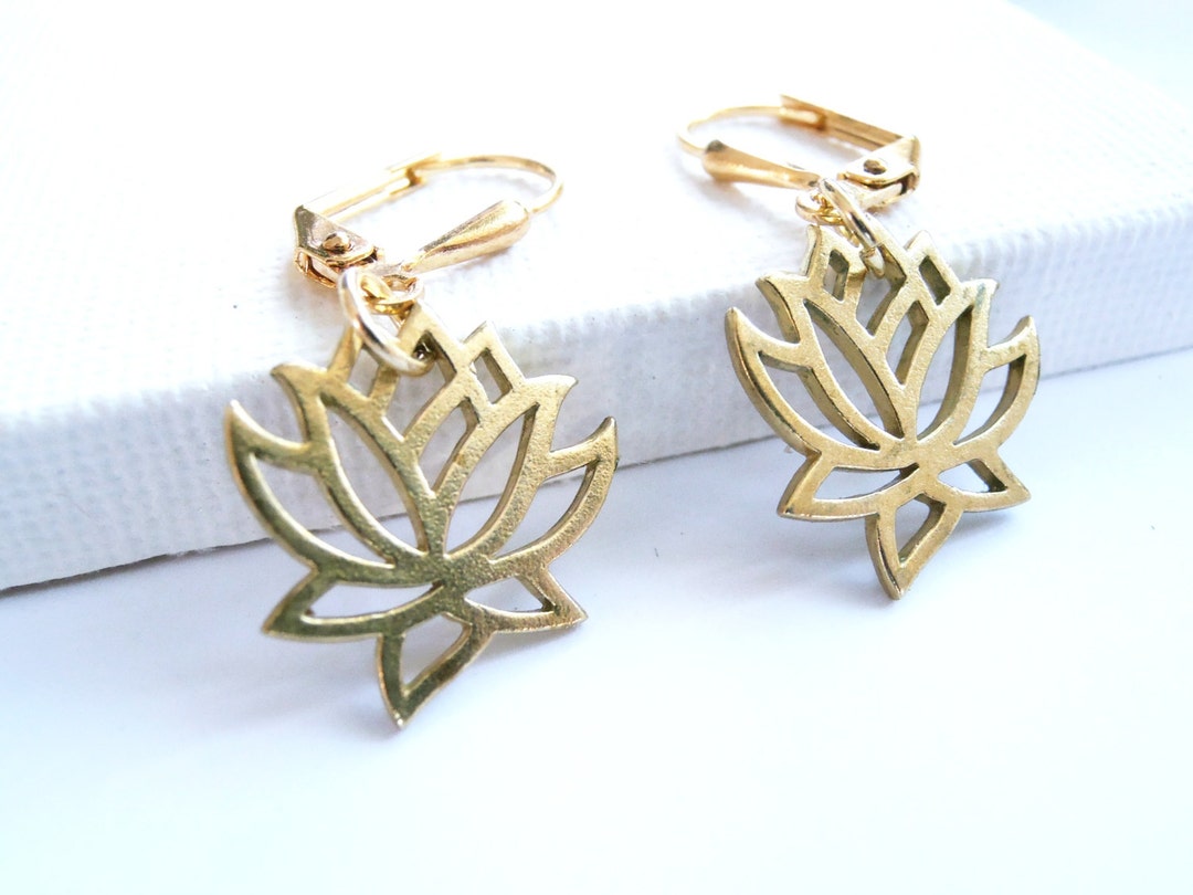 Tiny Lotus Earrings in Gold Lotus Studs Gold Plating 14k Lotus ...