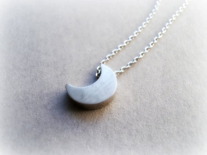 Tiny Crescent Moon Sterling Silver Necklace Sterling silver | Etsy