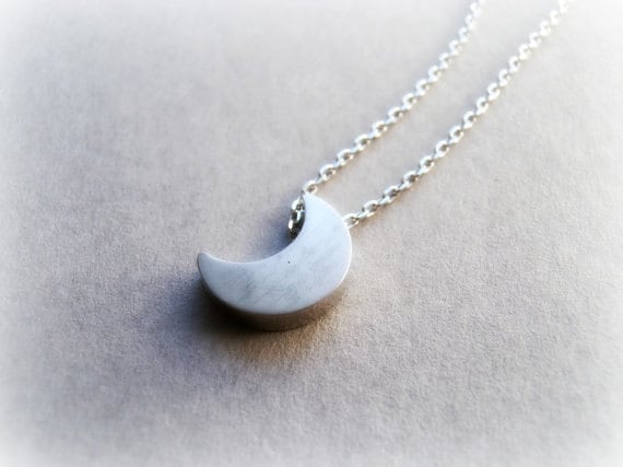 Tiny Crescent Moon Sterling Silver Necklace - Sterling Silver Crescent ...