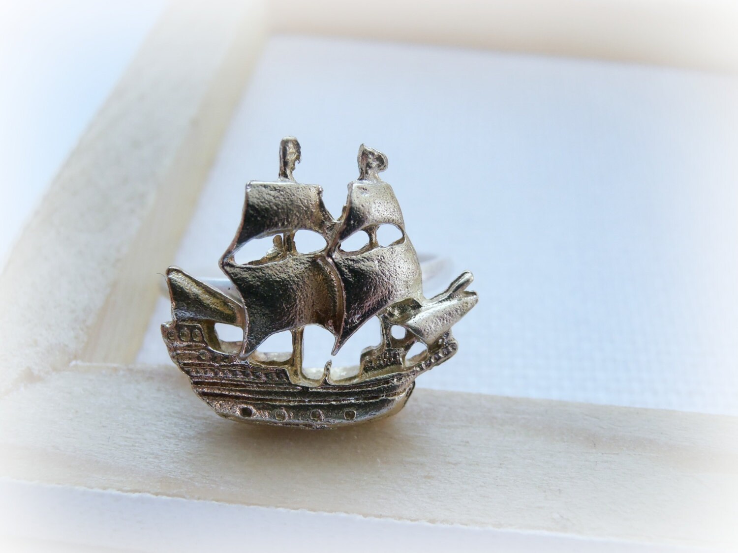 Pirate Ship Ring Nautical Sterling Silver Ring Silver and - Etsy