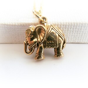 Elephant Necklace, Gold Filled Chain Golden Bronze Elephant Charm ...