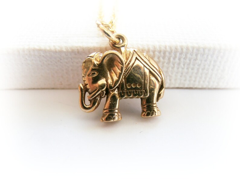 Elephant Necklace Gold Filled Chain Golden Bronze Elephant | Etsy