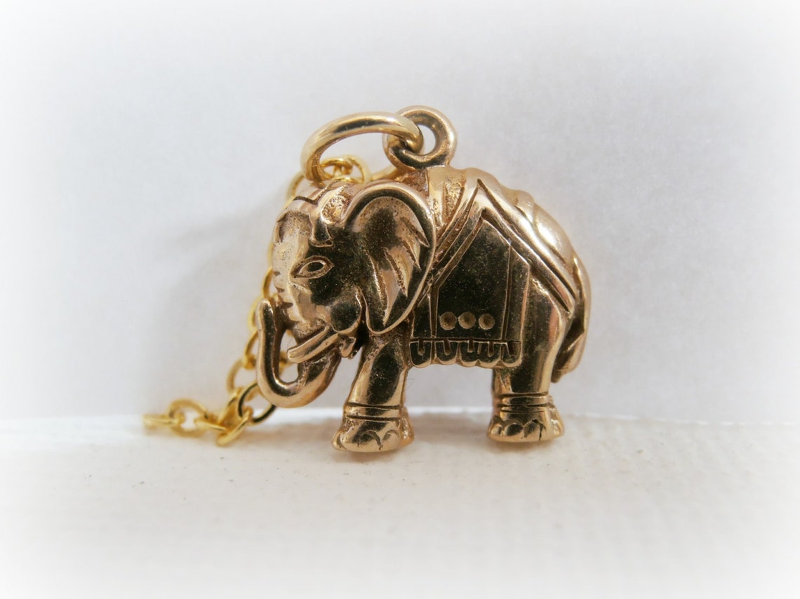 Elephant Necklace Gold Filled Chain Golden Bronze Elephant - Etsy