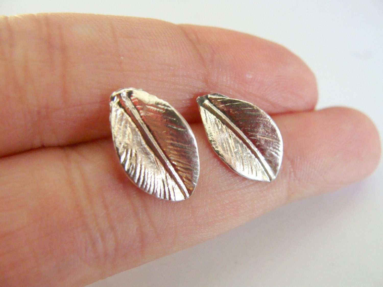 Silver Leaf Earrings Nature Jewelry Sterling Silver Leaf Ear | Etsy