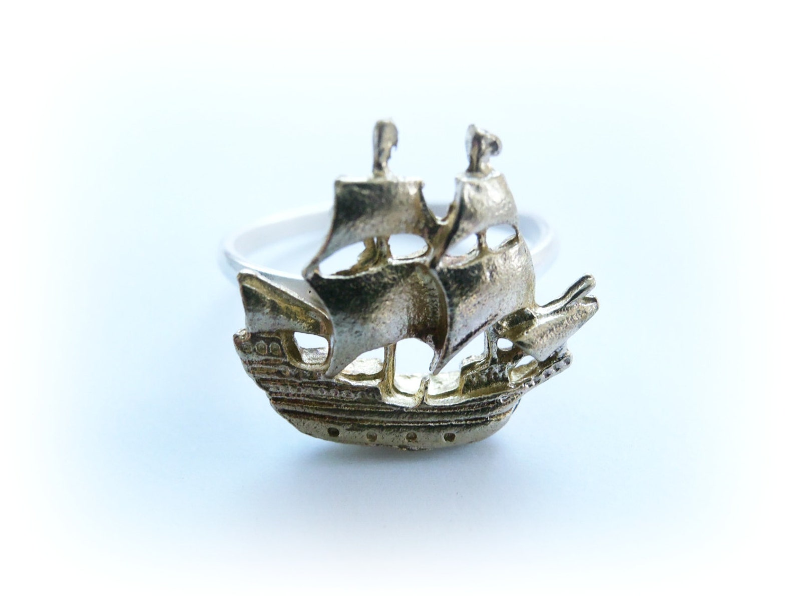 Pirate Ship Ring Nautical Sterling Silver Ring Silver and - Etsy