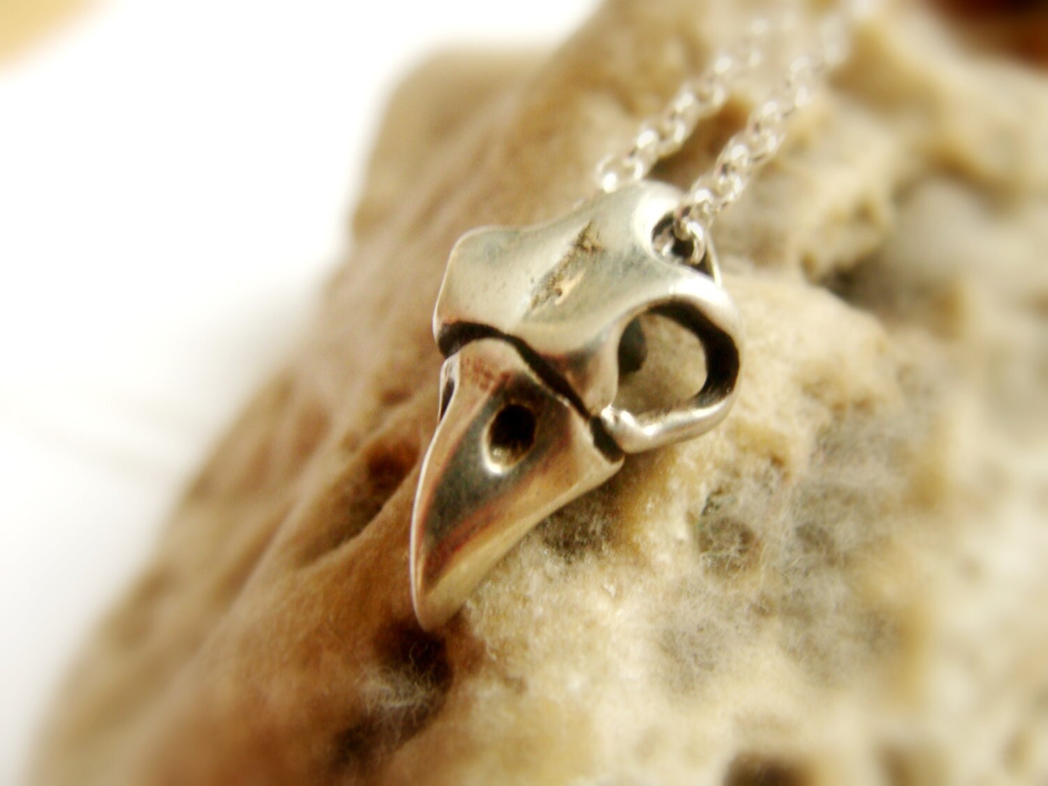 Tiny Bird Skull Silver Necklace Sterling Silver Bird Skull - Etsy