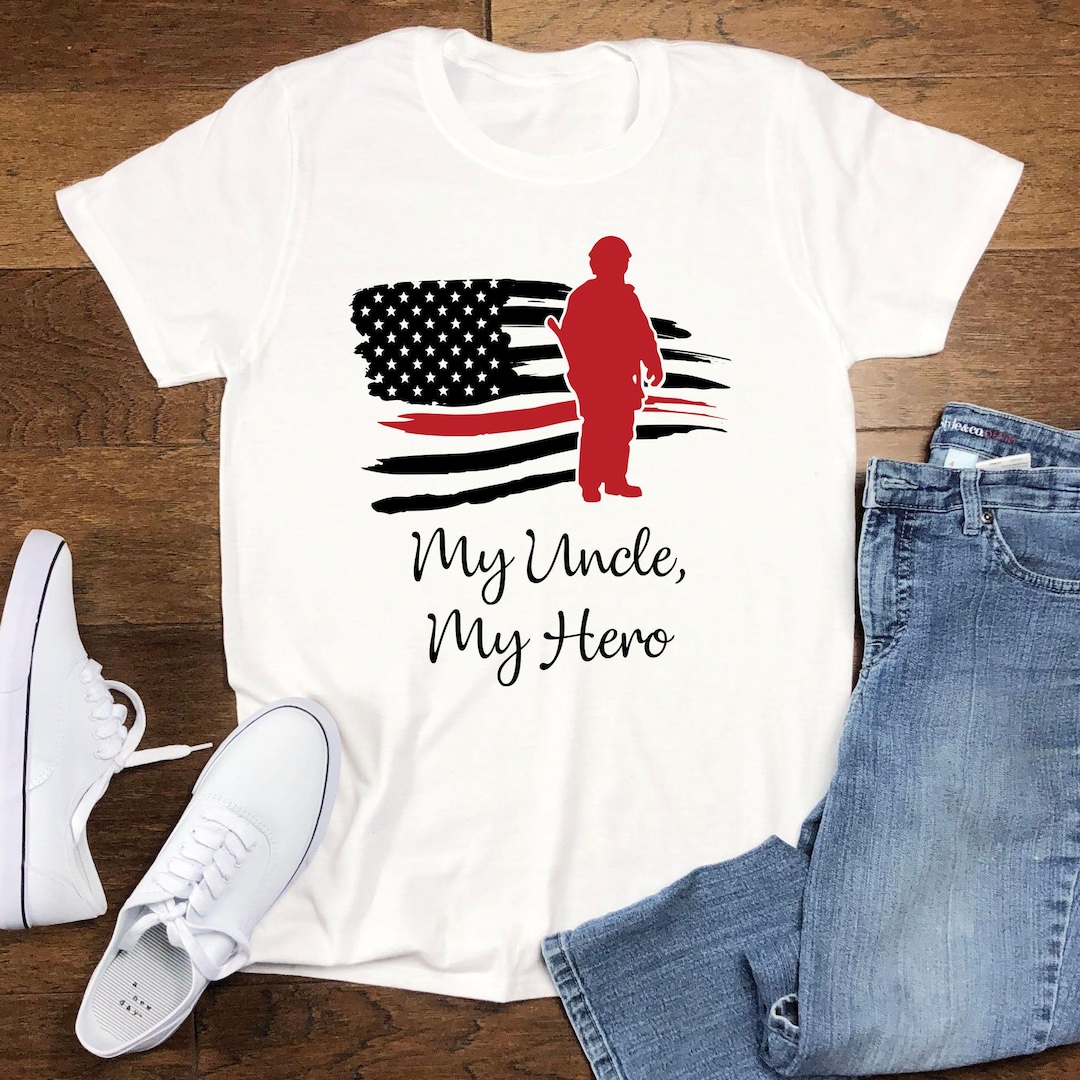 My Uncle, My Hero SVG, PNG, Thin Red Line Ragged Flag Digital Design ...