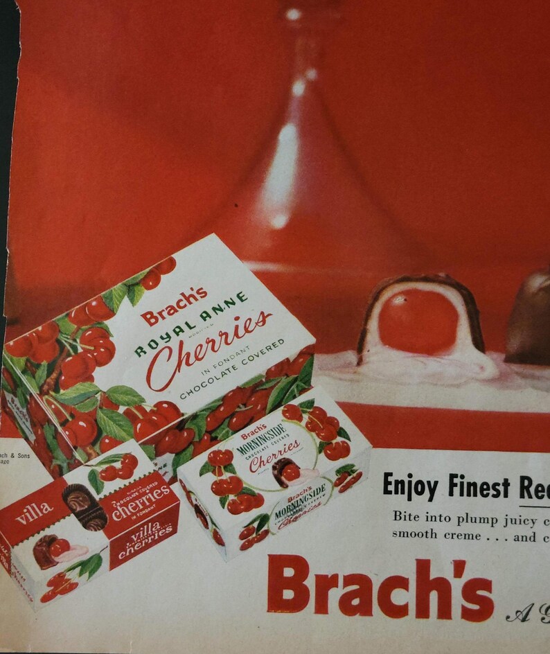1955 Brach's Chocolate Cherries Ad From Life Magazine - Etsy