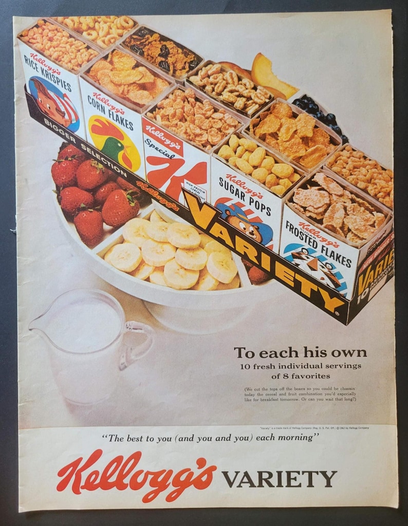 1962 Kellogg's Variety Cereal Ad From Life Magazine - Etsy